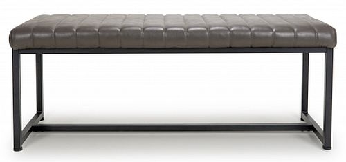Buy Archer Grey Leather Bench The Furn Shop