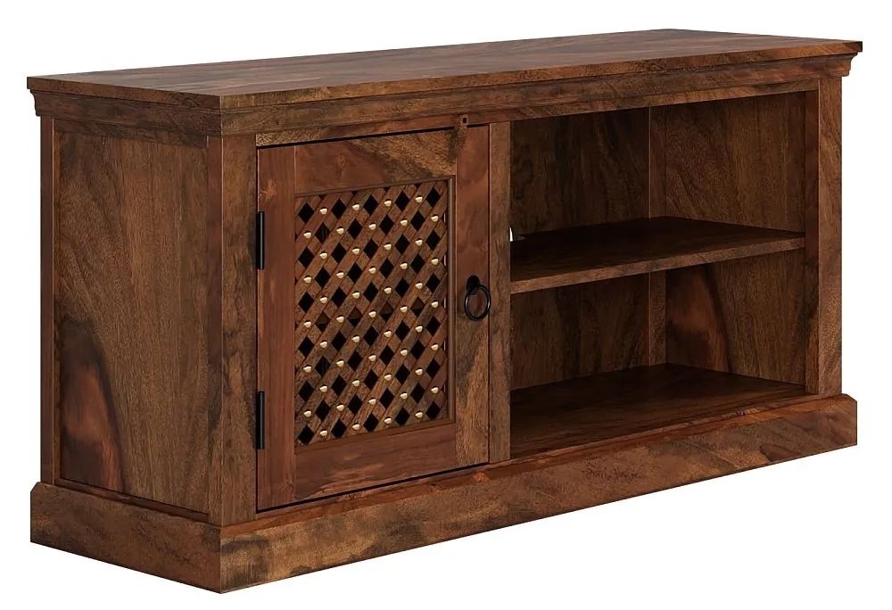 Maharani Sheesham TV Unit, Indian Wood, Small Cabinet 115cm, Stand Upto ...