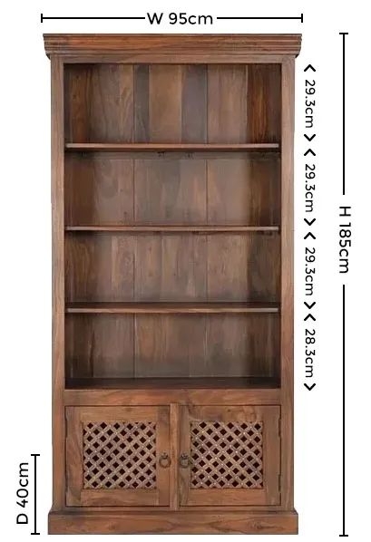 Maharani Sheesham Bookcase, Indian Wood, Lattice Jali Design - Tall 4 ...