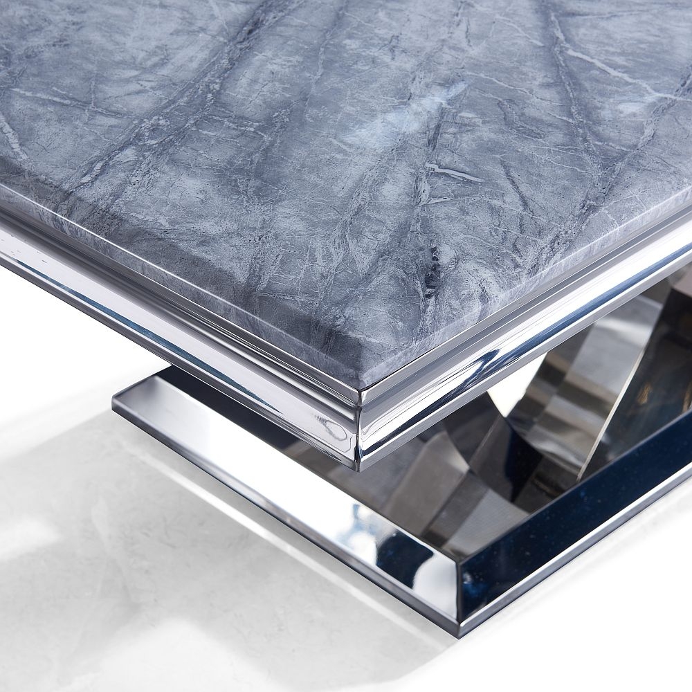 Buy Lisbon Grey Marble and Chrome Coffee Table The Furn Shop